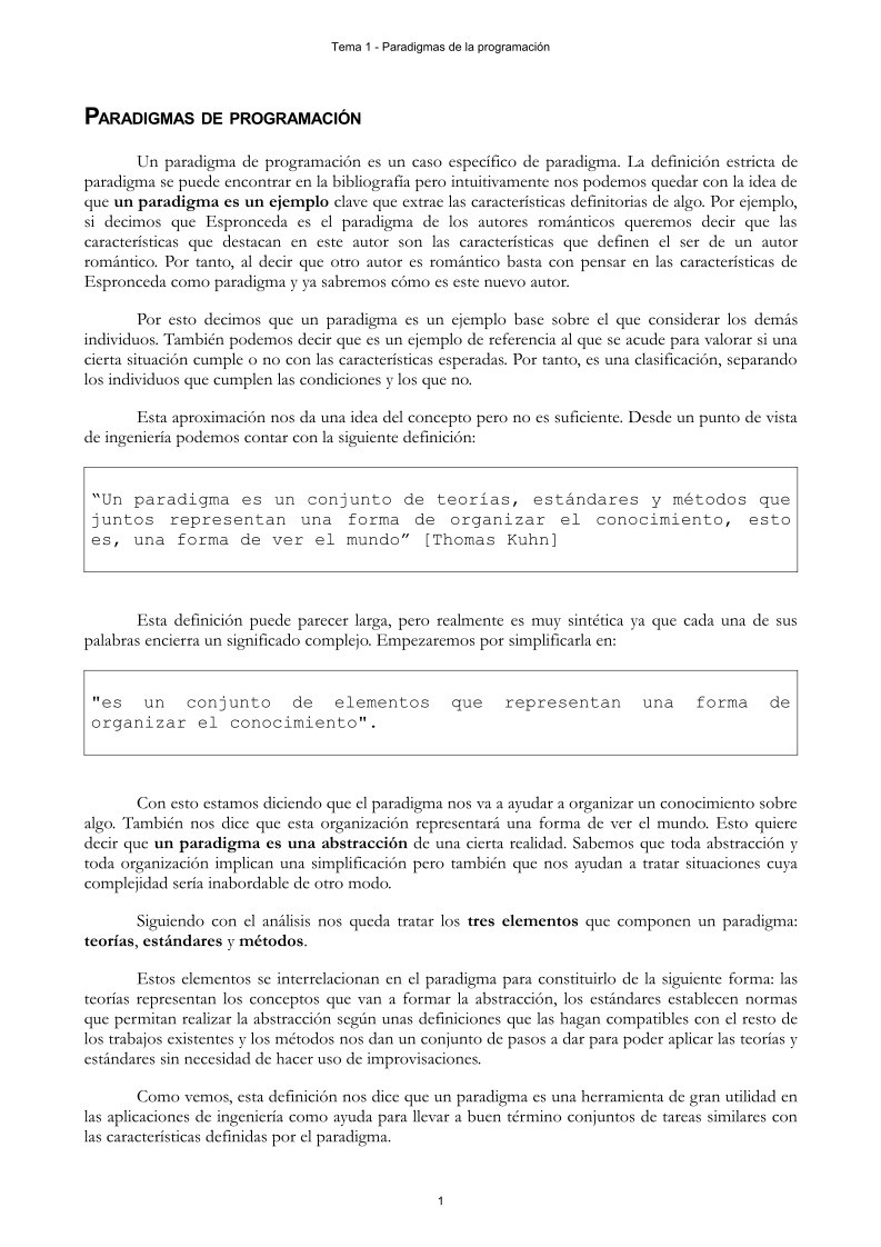 PDF de programación - Tema 1 - Paradigmas de la programación